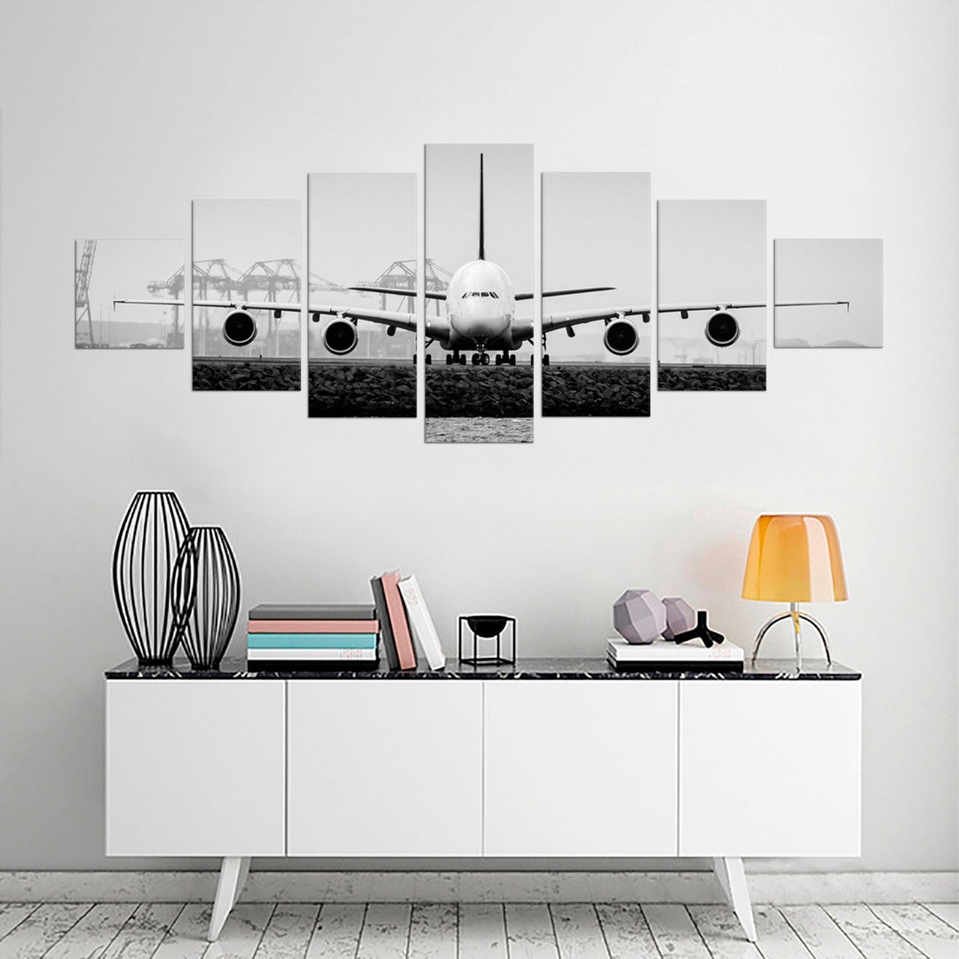 Aircraft Print on Canvas, Airbus A380 Jet Airliner Wall Art, Aviation ...