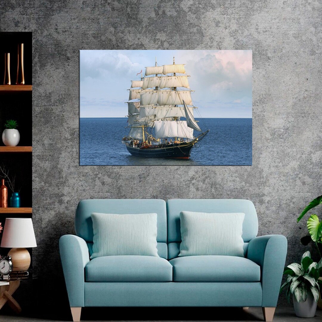 Sailboat Wall Art Decor Sailing Ship Print on Canvas Gift - Etsy