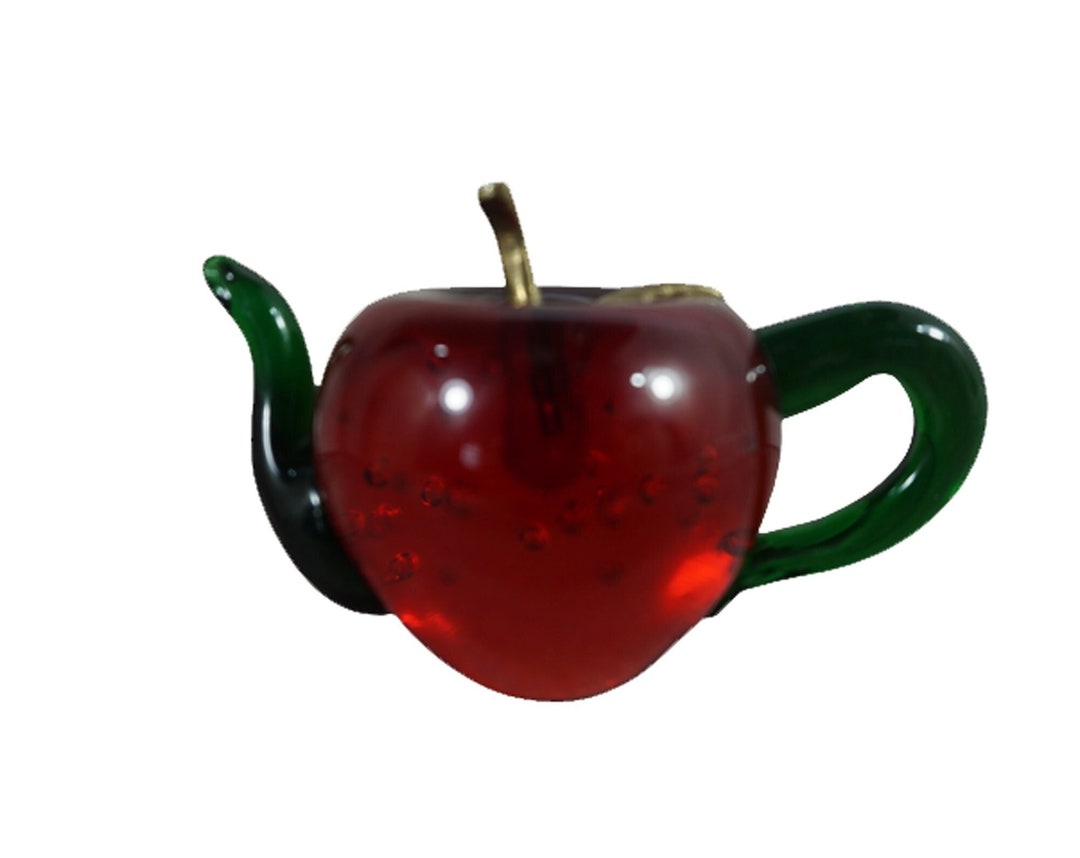 Red Handblown Glass Apple Teapot Paperweight Red Apple Teapot - Etsy