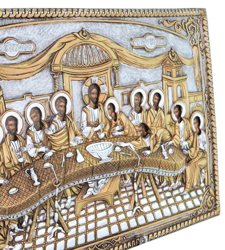 The Last Supper Greek Orthodox Silver Icon 40x26cm gold - Etsy
