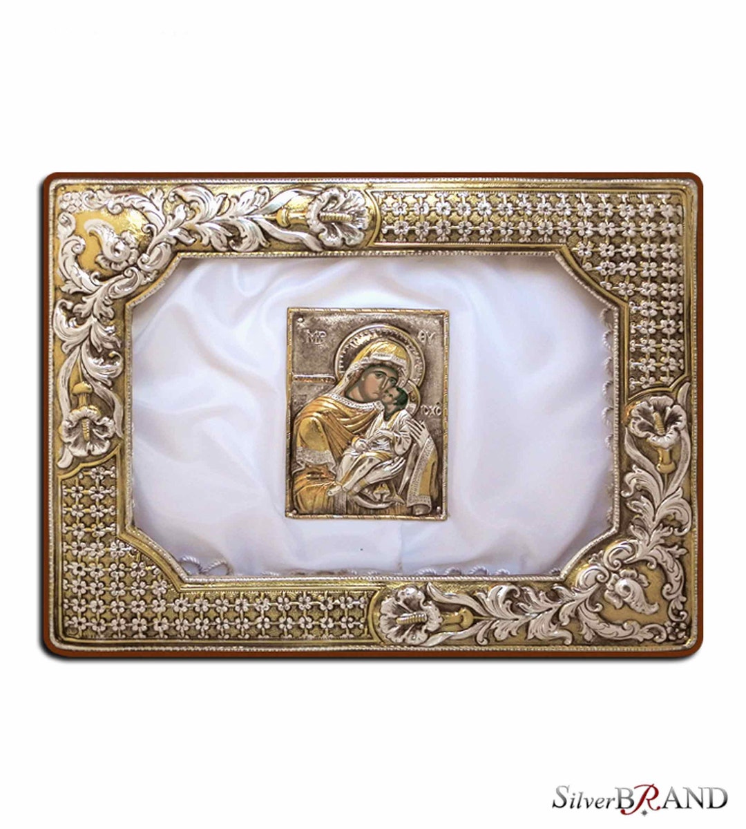 Silver Wedding Crown Case Forged Rectangle With Flowers and Silver Icon ...