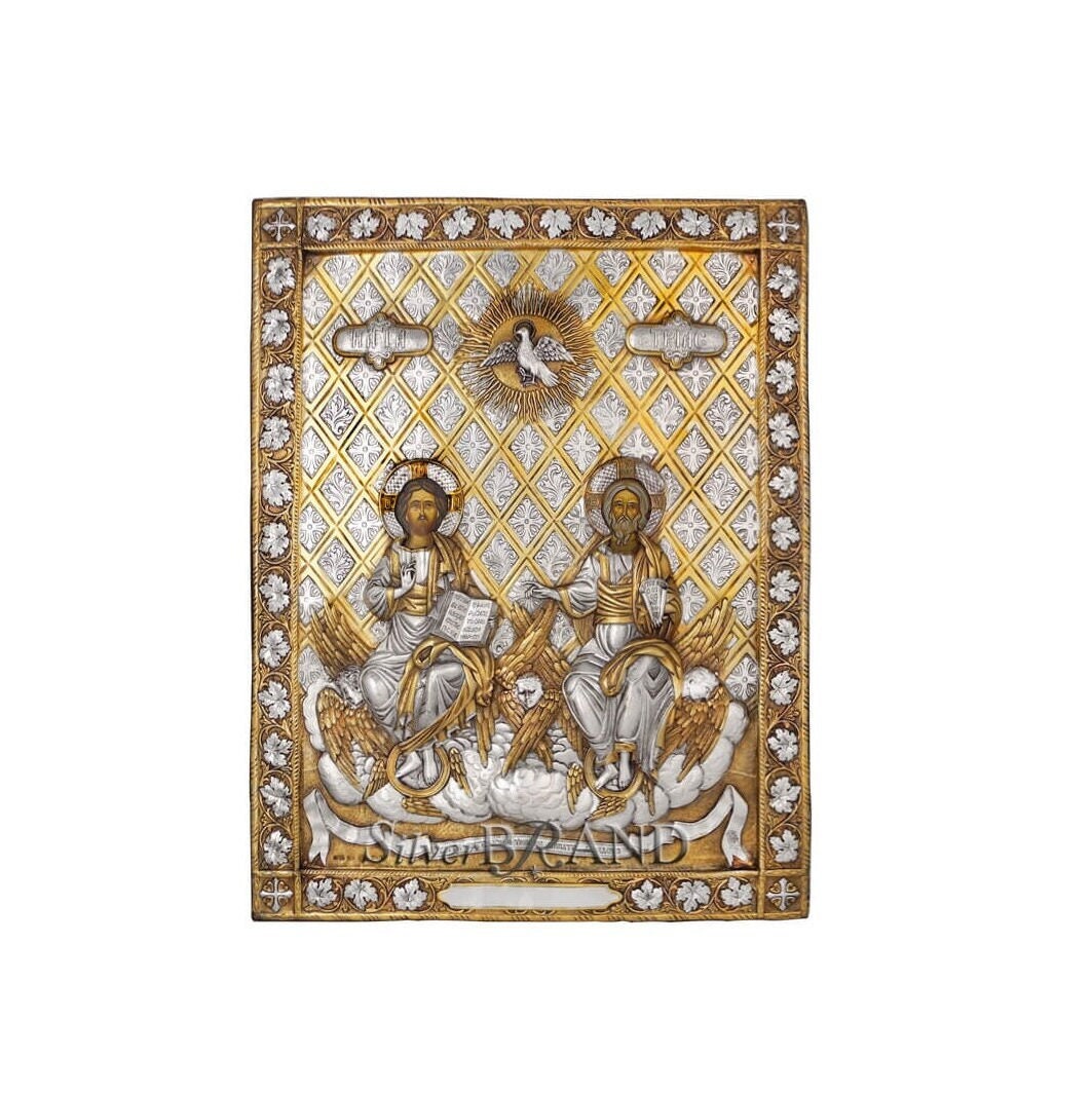 The Holy Trinity Greek Orthodox Silver Icon 50x40cm gold - Etsy