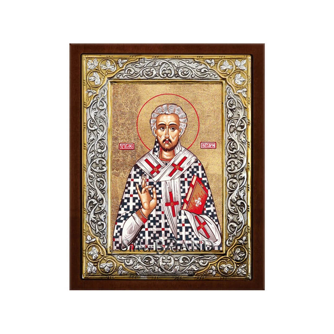 Saint Lazarus Greek Orthodox Silver Icon Hagiography 26x20cm - Etsy