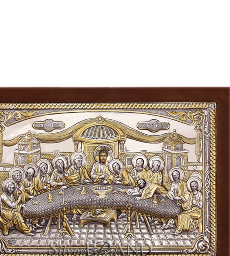 The Last Supper Greek Orthodox Silver Icon 33x23cm gold Plated - Etsy