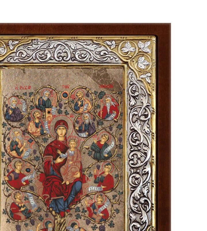 Virgin Mary Theotokos Tree of Jesse Greek Orthodox Silver Icon ...