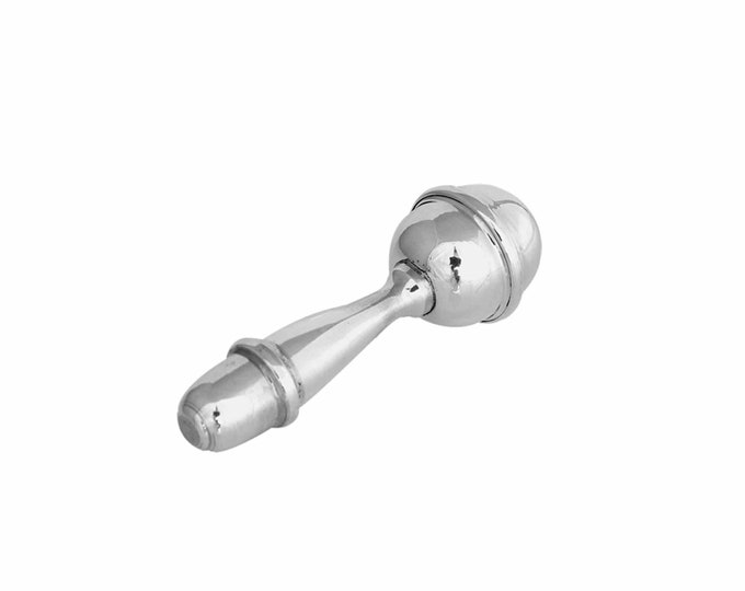 Small Sterling Silver One-sided Baby Rattle 8cm, Maraca, New Baby Gift ...
