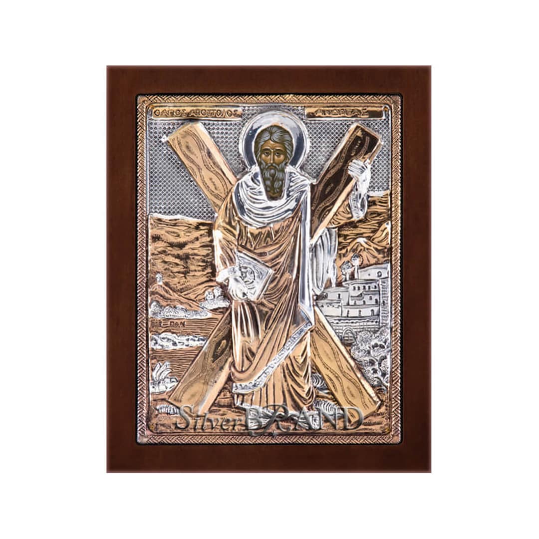 Saint Andreas Greek Orthodox Silver Icon 20x16cm (gold Plated) - Etsy