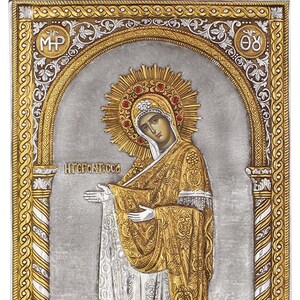 Virgin Mary Theotokos Gerontissa Greek Orthodox Silver Icon 51x31cm ...