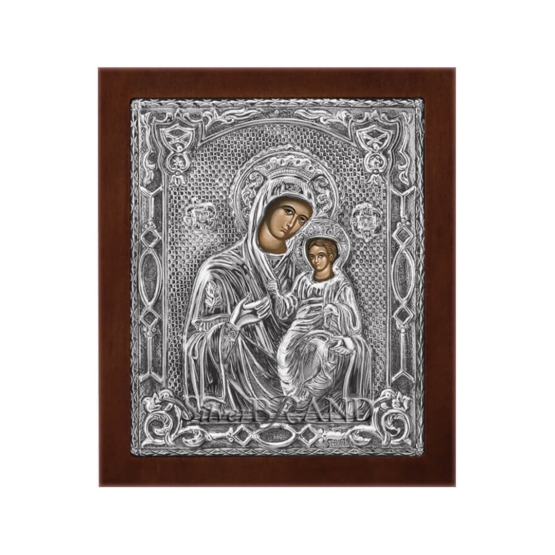 Virgin Mary Theotokos Akathist Greek Orthodox Silver Icon 18x15cm - Etsy