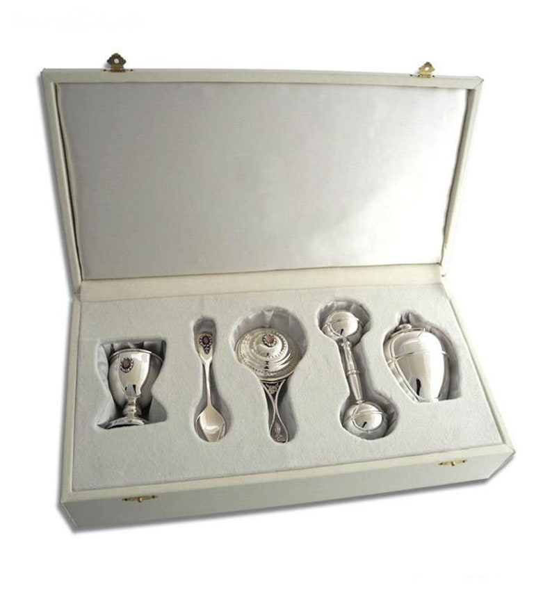 Sterling Silver Baby Set With a Case, Silver Rattle, Silver Egg Cup ...