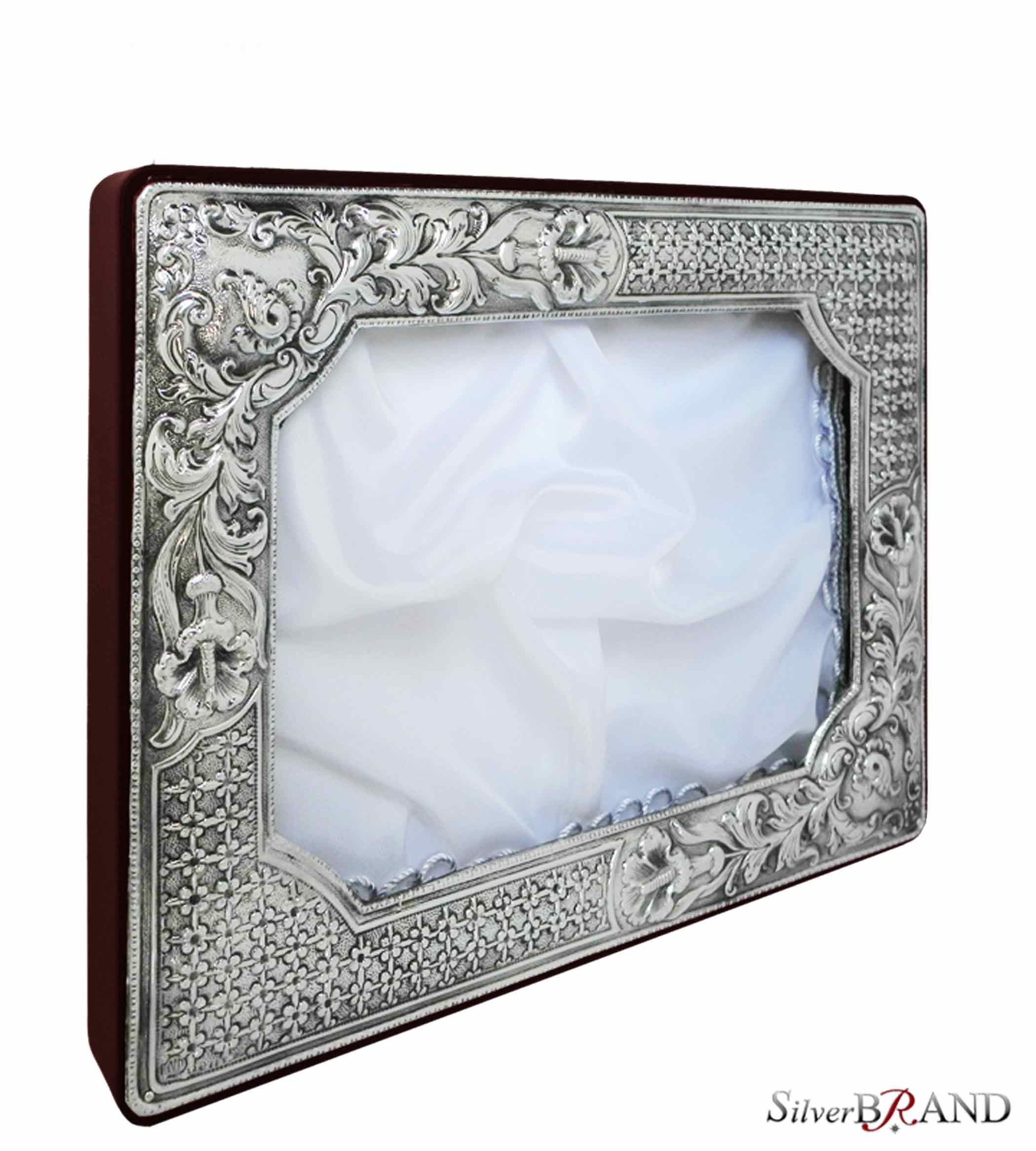 Silver Wedding Rectangle Crown Case With Flowers - Stefanothiki ...