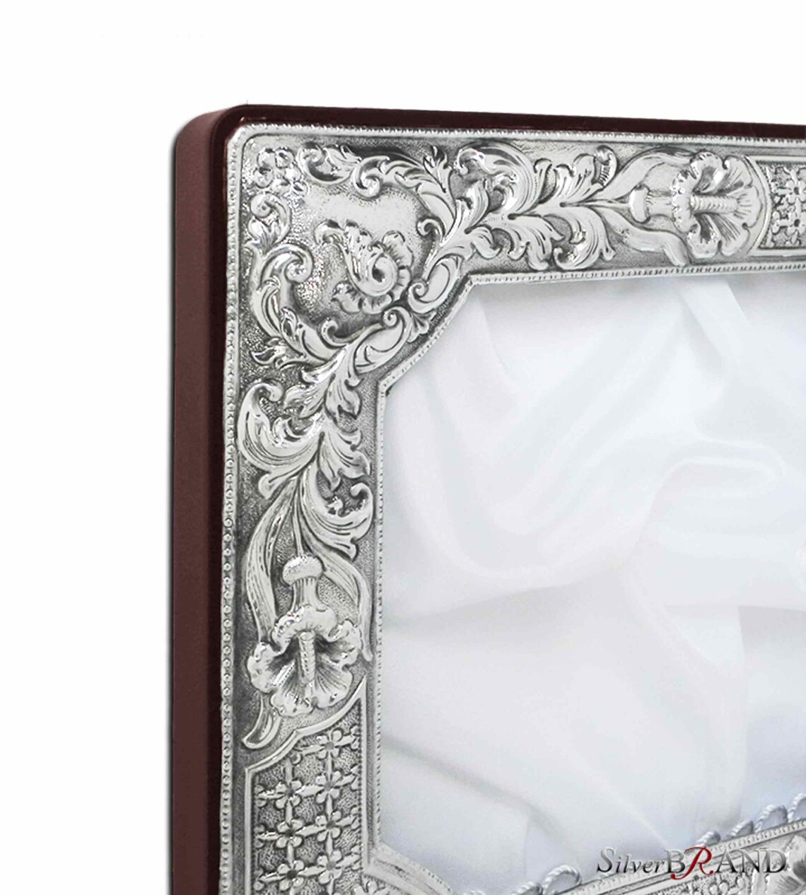 Silver Wedding Rectangle Crown Case With Flowers - Stefanothiki ...