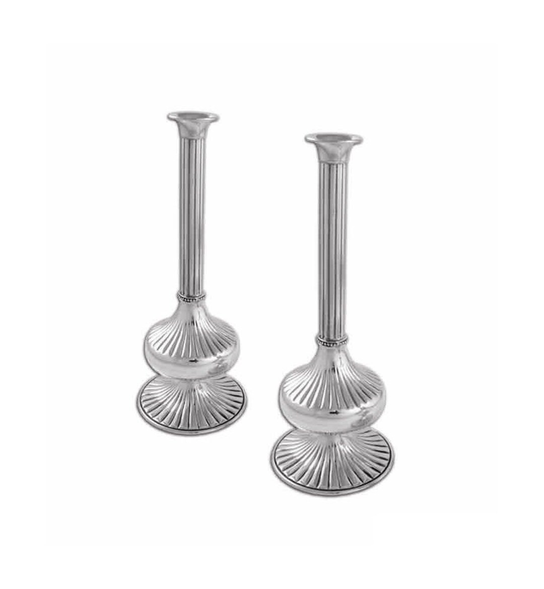 Sterling Silver Candlestick Set With 2 Holders 21x8cm • Striped ...