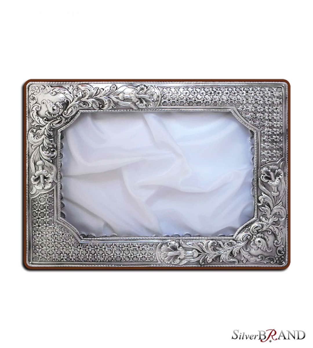 Silver Wedding Rectangle Crown Case With Flowers - Stefanothiki ...