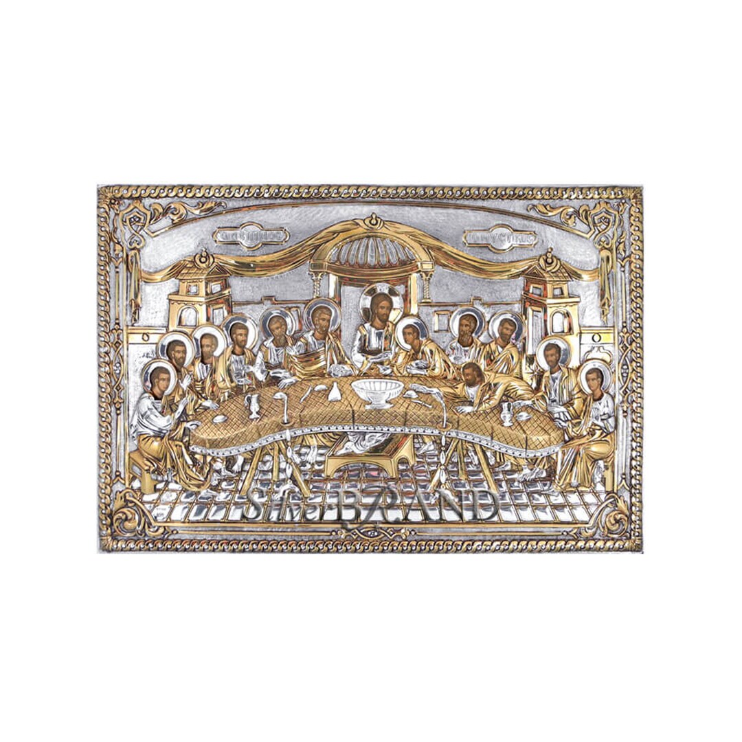 The Last Supper Greek Orthodox Silver Icon 40x26cm (gold Plated) - Etsy