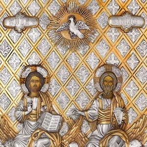 The Holy Trinity Greek Orthodox Silver Icon 50x40cm gold - Etsy