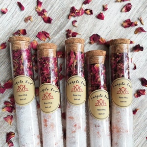 100% Natural Bath Salt Soak | Glass Test Sample Tubes | Dried Petals ...