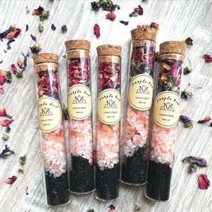 100% Natural Bath Salt Soak | Glass Test Sample Tubes | Dried Petals ...