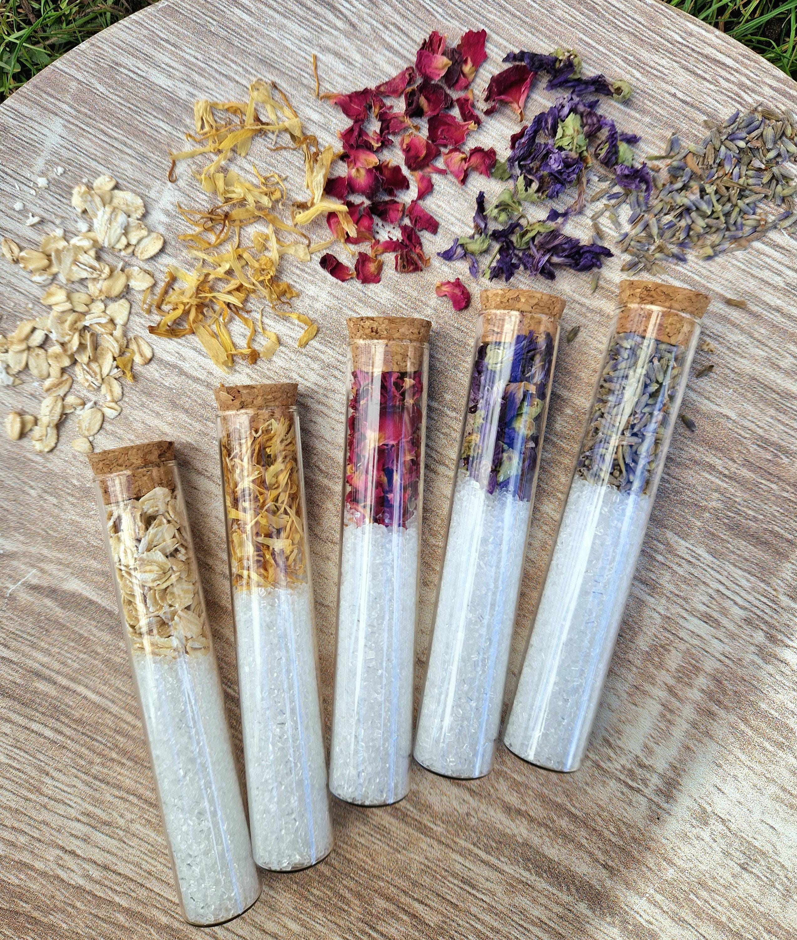 Personalised Wedding Favour Bath Salt Vial Tube | Custom Floral Gift ...