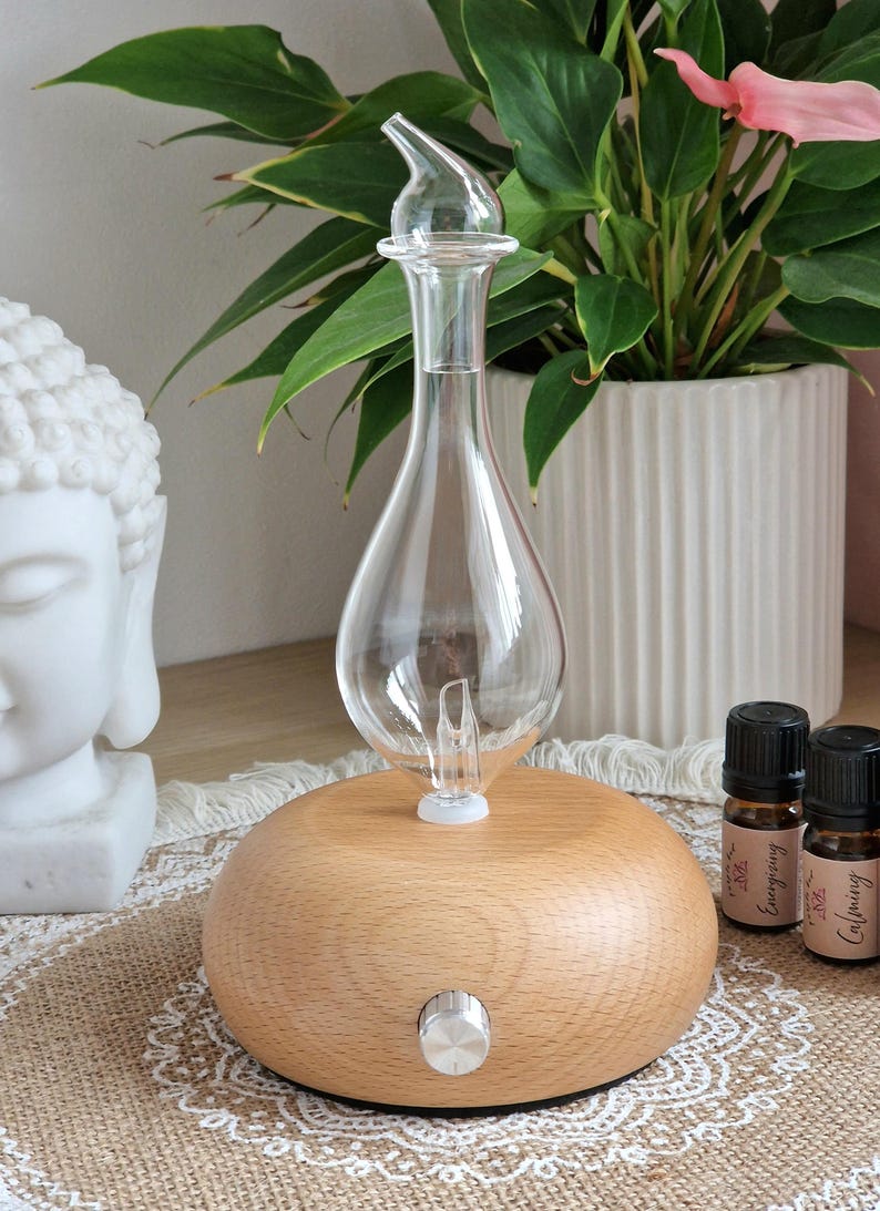 Aromatherapy Nebulizer | Waterless Essential Oil Diffuser | Wood Base ...