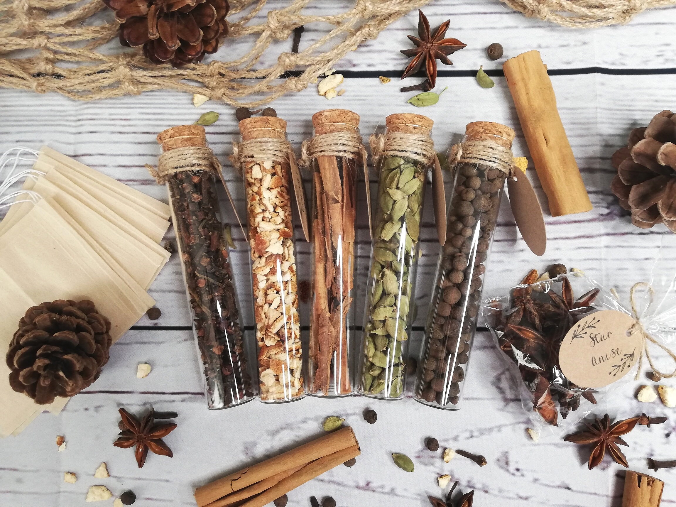 Winter Mulled Wine Spices Kit Box | Warm Whole Spice Gift Set | Hot Red ...