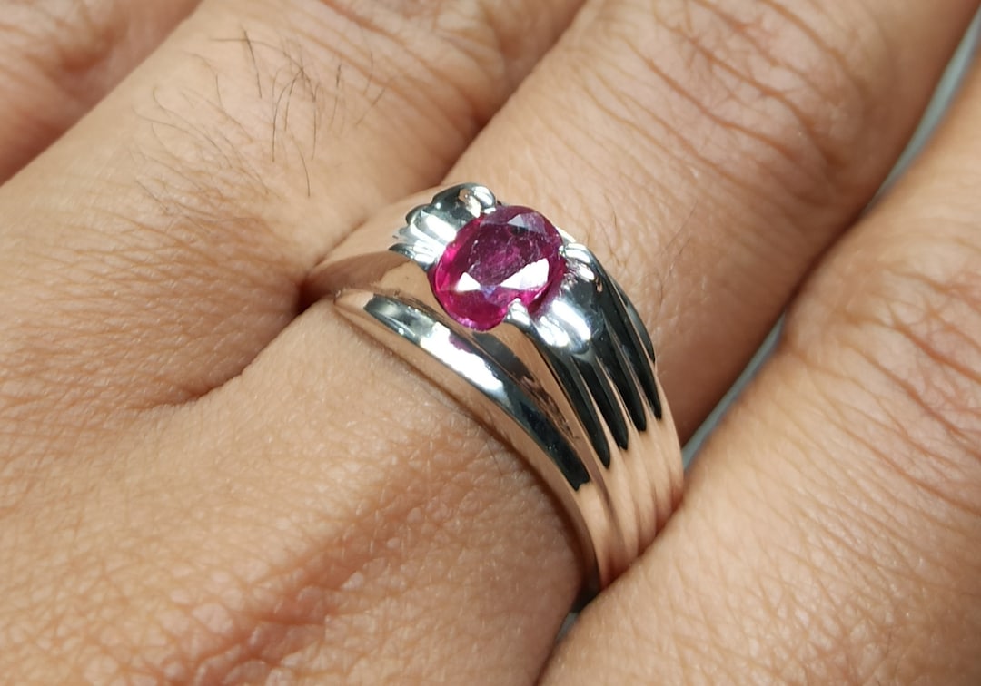 1 Karat Natürlicher Rubin Ring 925 Sterling Silber Handgemachter Frauen Ring Tiefroter Rubin ...