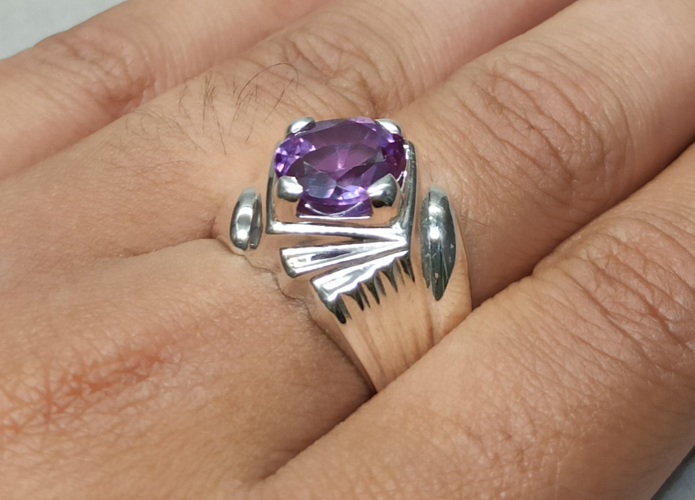 Anillo de Alejandrita de corte ovalado de 6 quilates 925 Plata ...