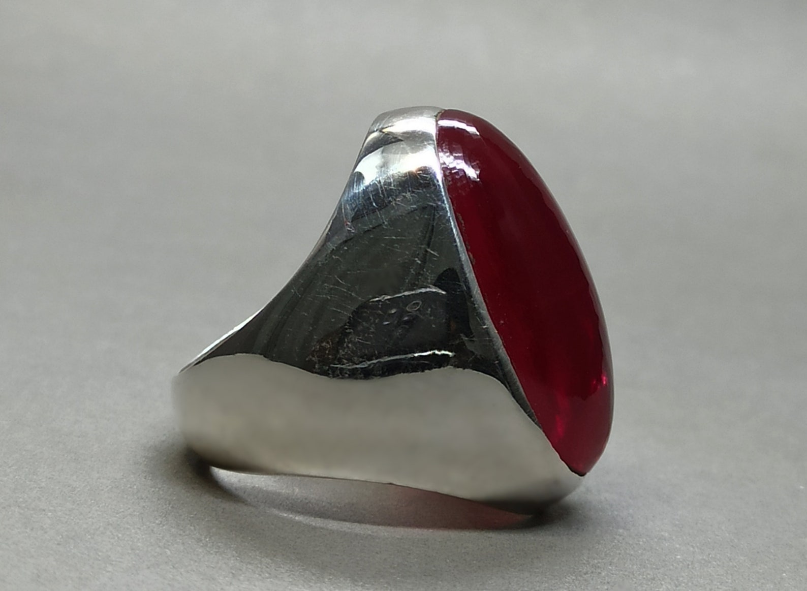 30 Carat Cabochon Ruby 925 Sterling Silver Handmade Men Ring Rare Red ...