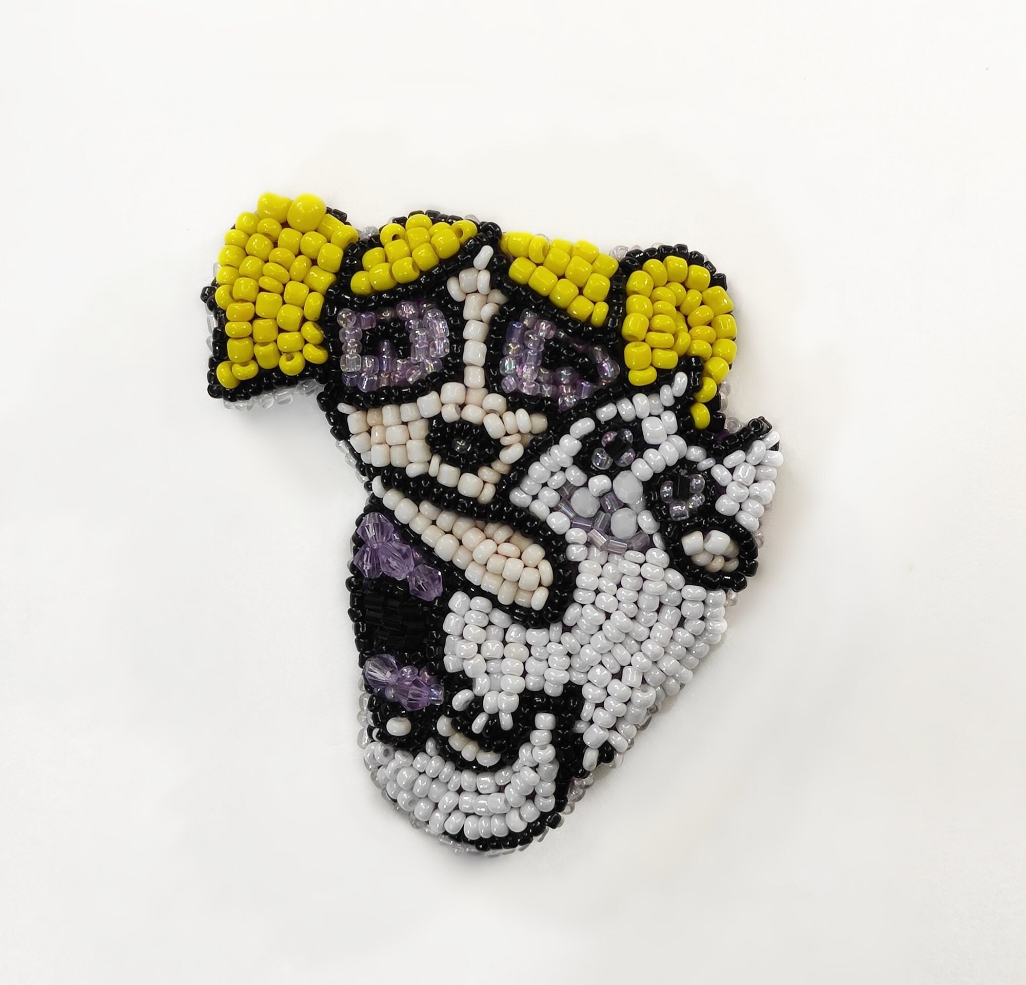Yellow Powerpuff Girls Brooch Handmade Embroidery Beaded Brooch Pin Cat ...