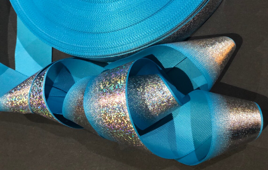 Turquoise Silver Hologram Grosgrain Cheer Tick Toc Ribbon - Etsy