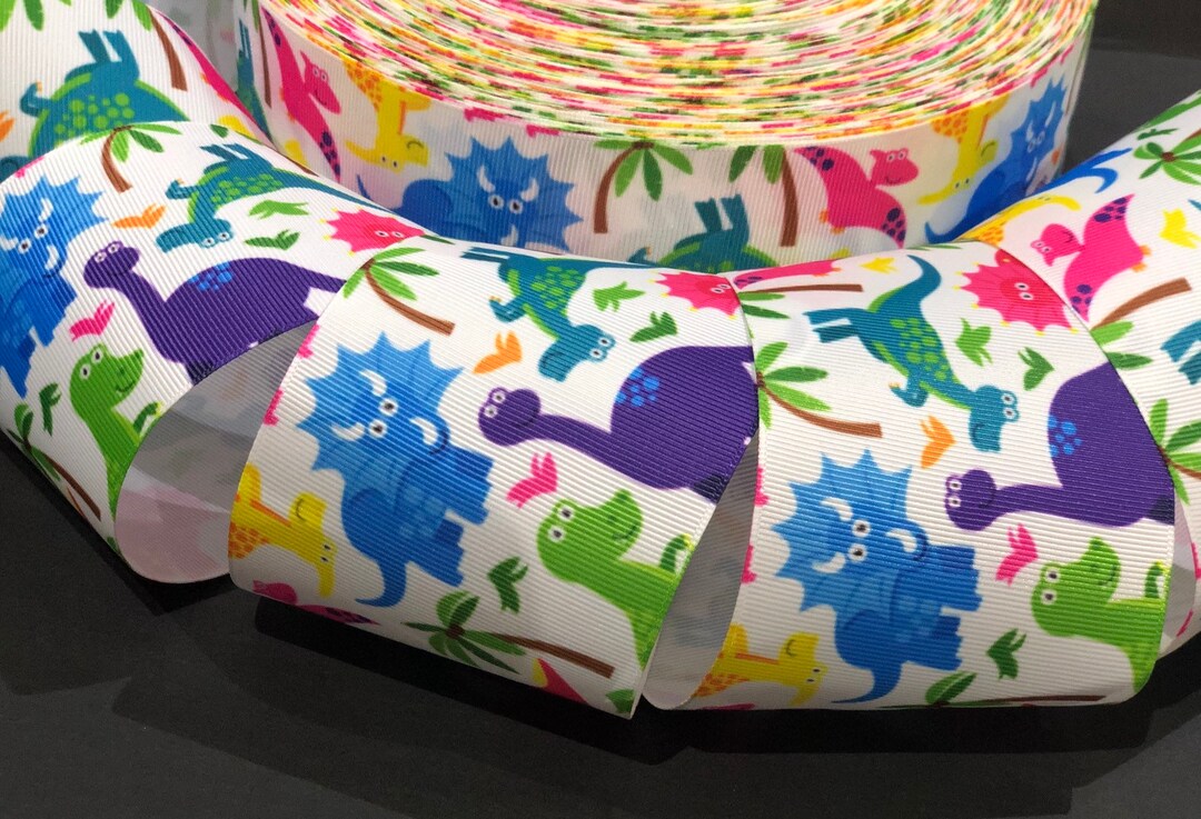 Primary Dinosaur Cheer Grosgrain Tick Toc Ribbon - Etsy