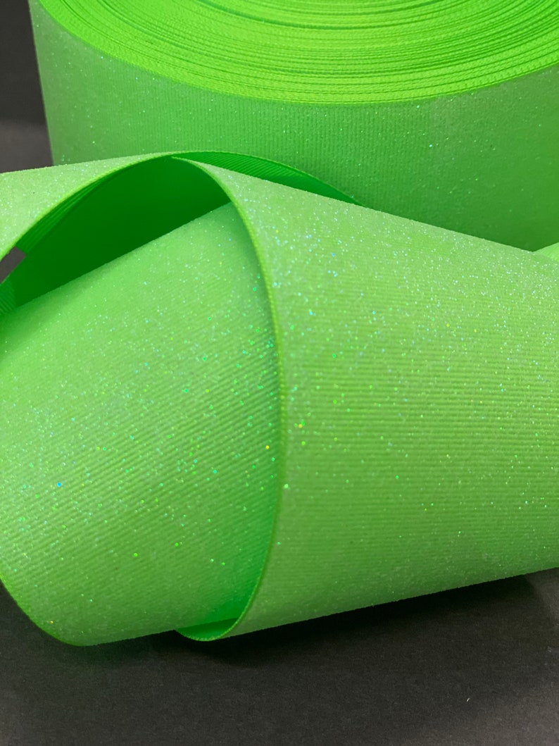NEON LIME GREEN Heavy Glitter Tick Tok Cheer Grosgrain Ribbon - Etsy
