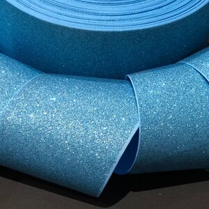 Copen Blue Heavy Glitter Cheer Tick Tock Grosgrain Ribbon - Etsy