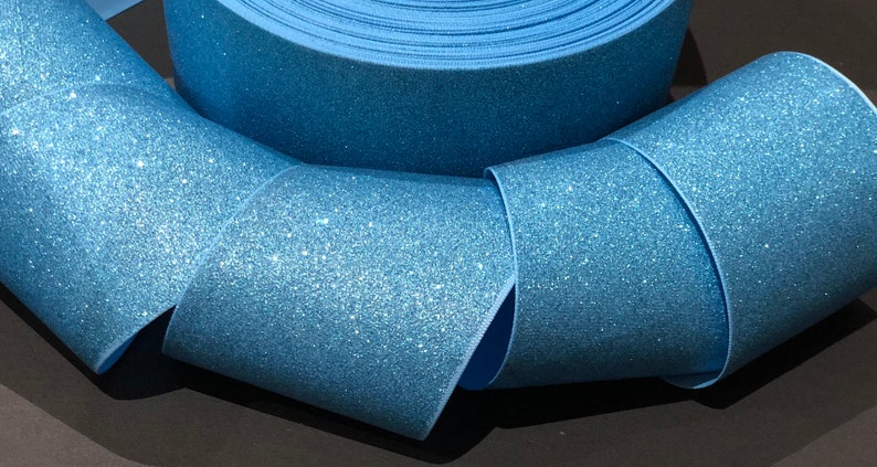 Copen Blue Heavy Glitter Cheer Tick Tock Grosgrain Ribbon - Etsy