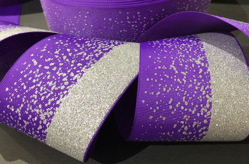 PURPLE Frosted Heavy Glitter Ombré Grosgrain Cheer Ribbon - Etsy