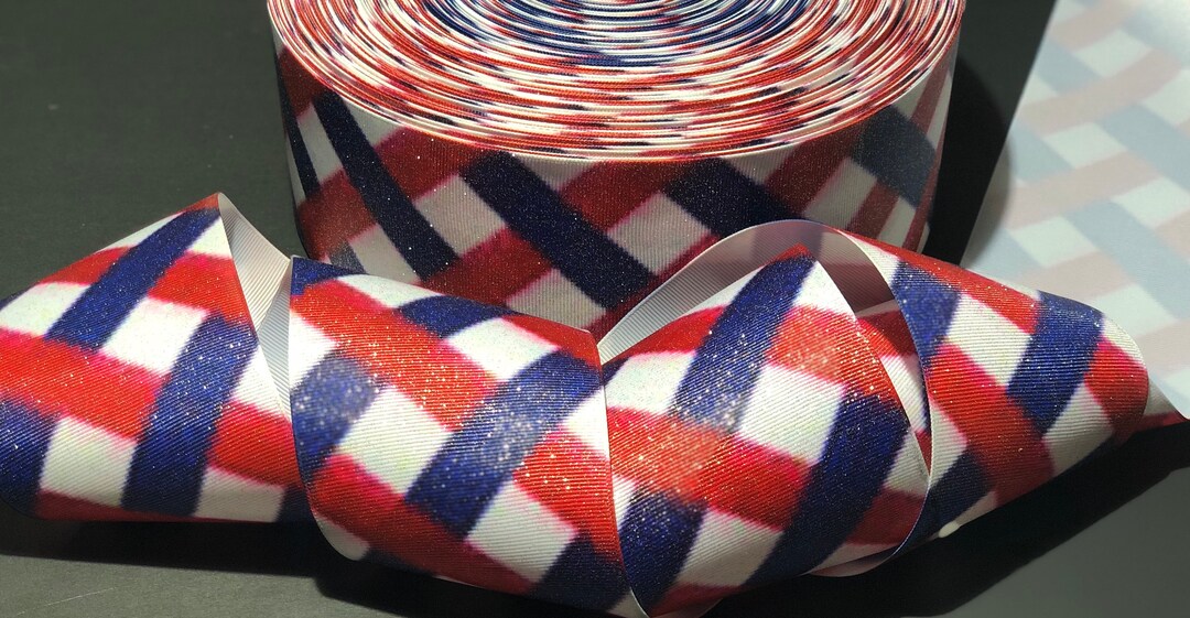 Plaid Checker Cross Patriotic Red White Blue Glitter Cheer Tick Tock ...