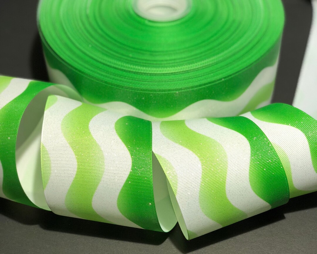 Green Ombré Glitter Wave Cheer Grosgrain Ribbon - Etsy