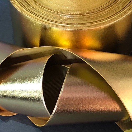 Solid Gold Autograph Metallic Vinyl Grosgrain Cheer Ribbon - Etsy