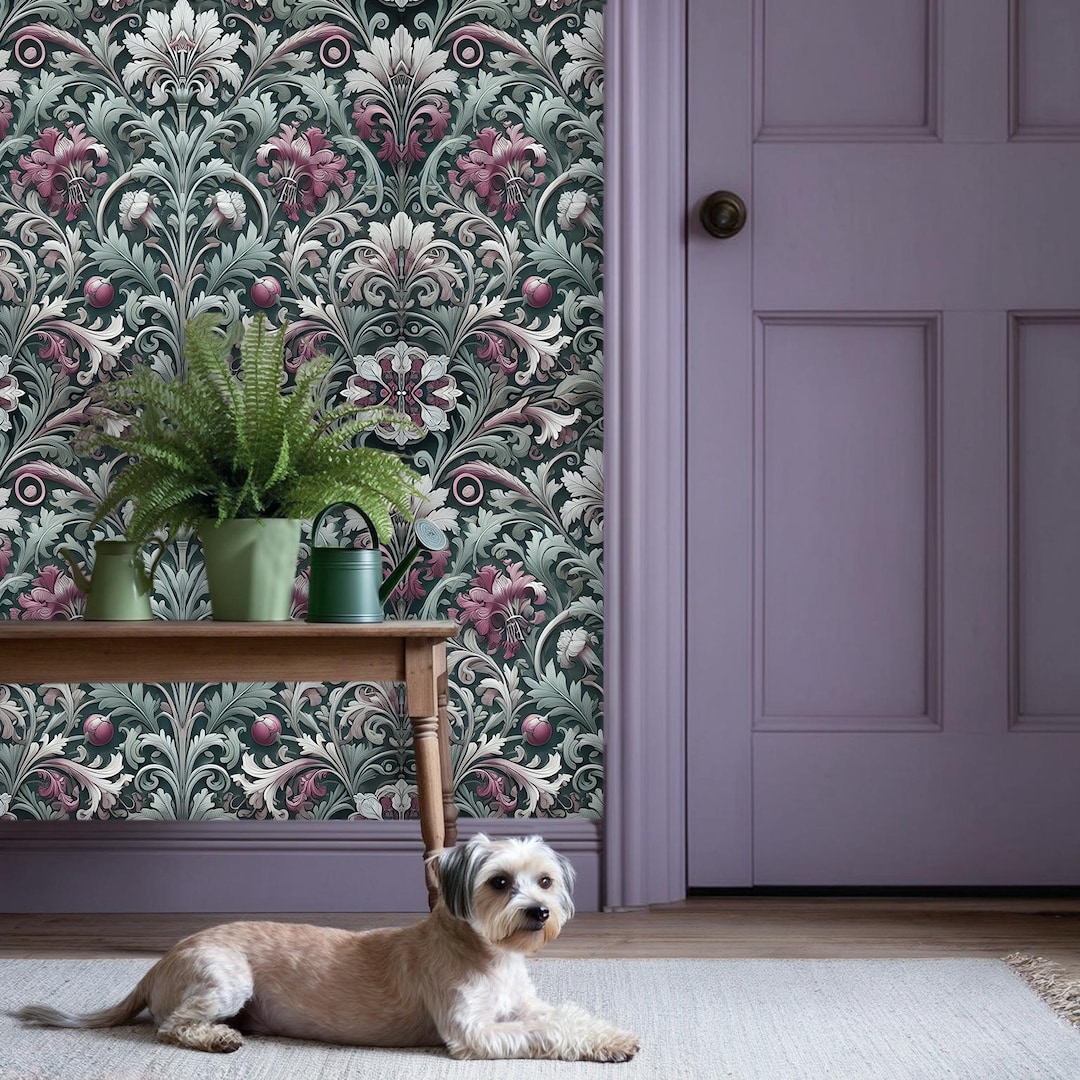 Purple and Teal William Morris Wallpaper Roll Peel and Stick, Vintage ...