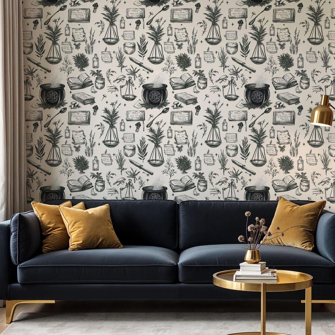 Alchemy Herbal White Wallpaper, Removable Peel and Stick Self Adhesive ...