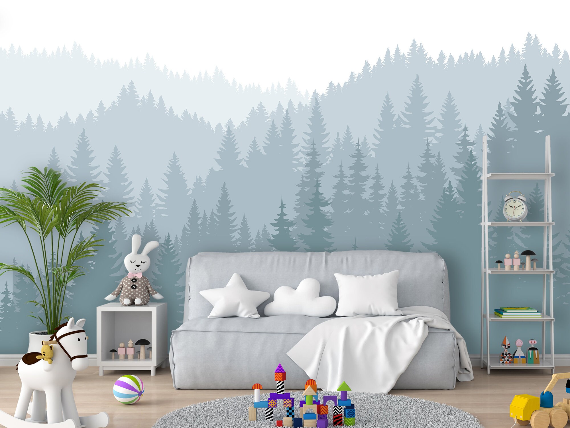 Pine Tree Forest Wallpaper Pastel Forest for Toddler Nursery - Etsy