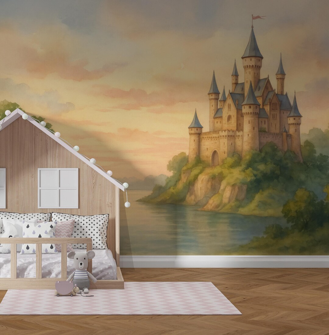 Princess Castle Wallpaper: Removable Peel and Stick Wall Mural - Etsy