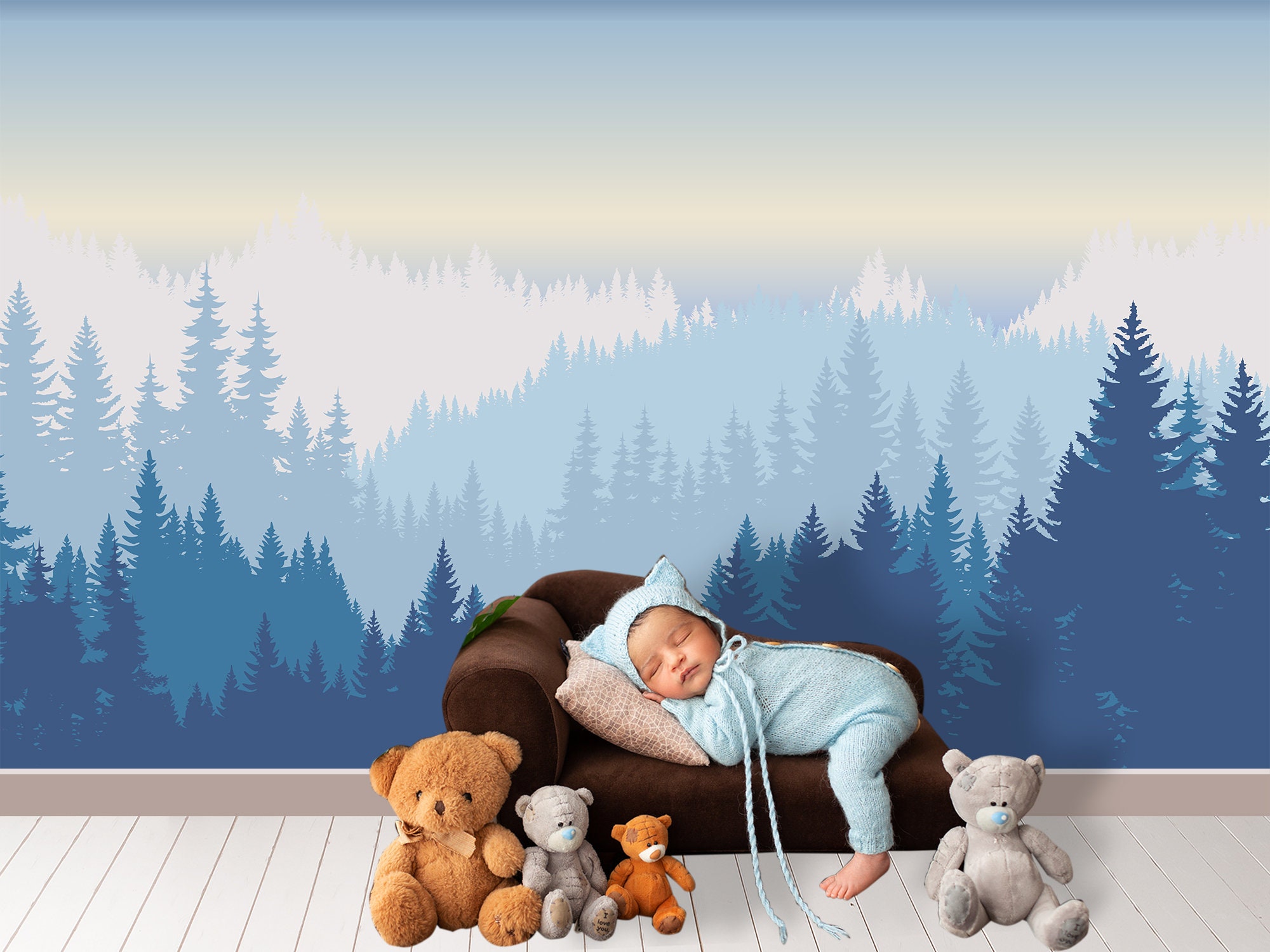 Forest Wallpaper for Baby Boy Nursery Removable Soft Pastel - Etsy