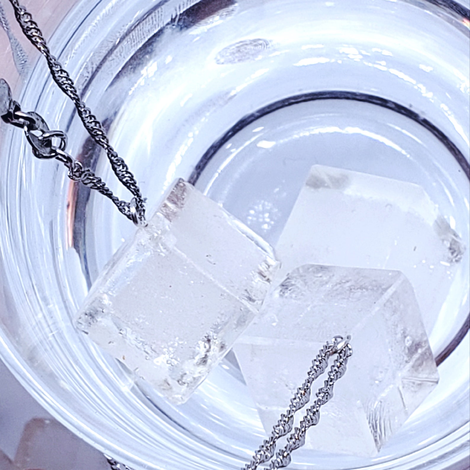 Melting Ice Cube Pendant Necklace / Ice Cube Jewellery / Resin ...