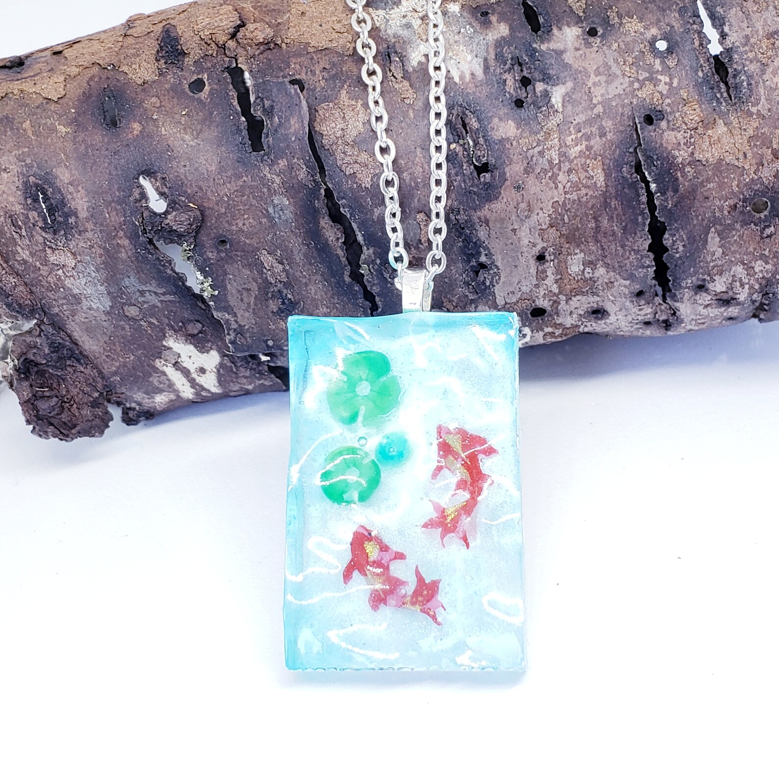 Koi Fish Pond / Koi Fish Jewellery / Koi Fish Pond Necklace / Resin ...