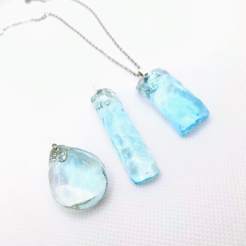 Water Ripple Raindrop Pendant Necklace / Water Ripple Iridescent ...