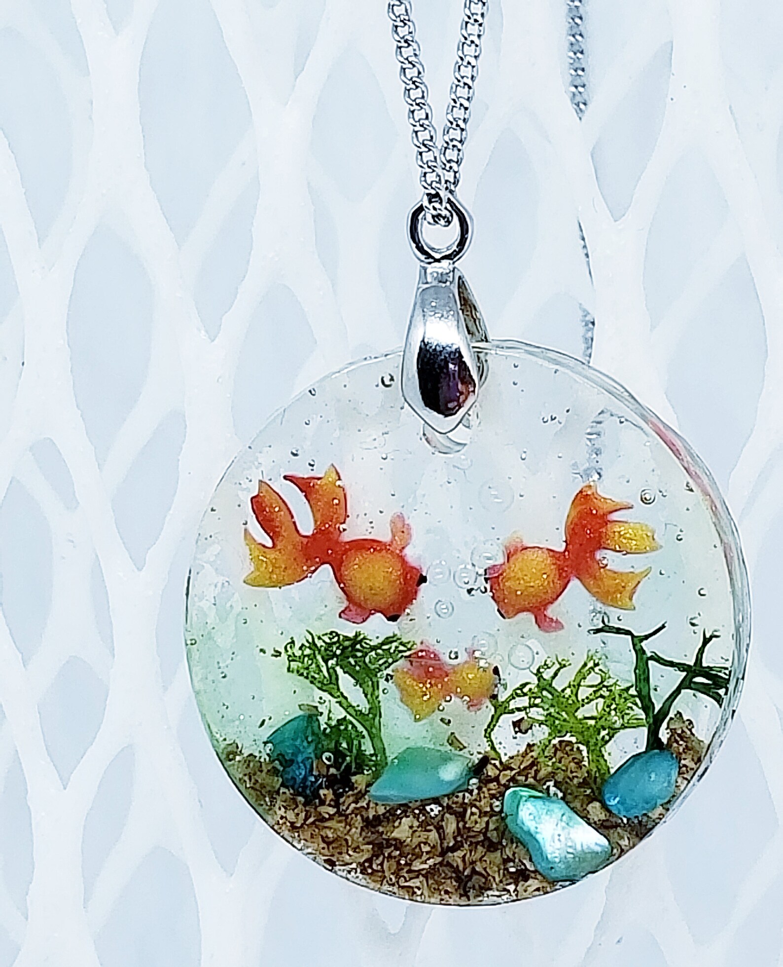 Goldfish Necklace / Goldfish Pond Necklace / Boho Charm Necklace ...