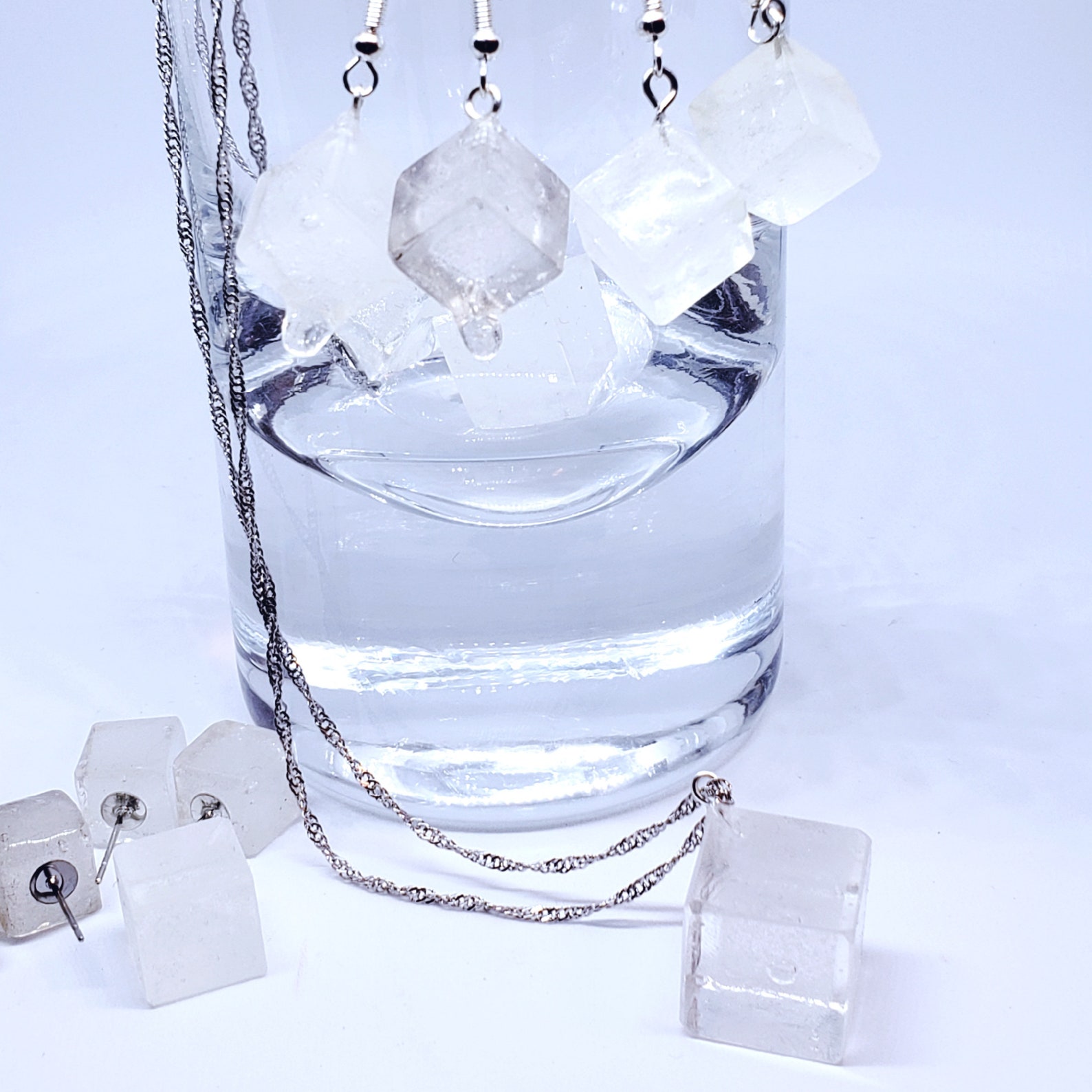 Melting Ice Cube Hook Earrings / Ice Cube Jewellery / Resin Jewellery ...