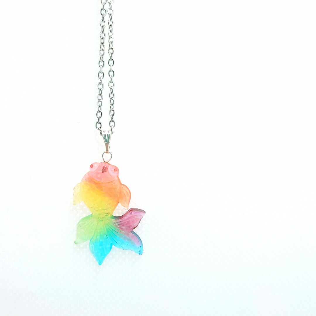 Rainbow Fish Necklace / 3D Fish Jewellery / Resin Necklace / Goldfish ...