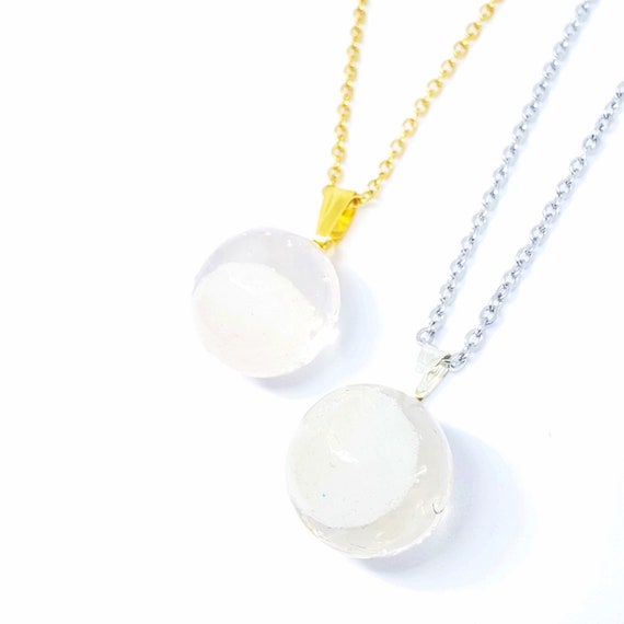 Round Ice Cube Pendant Necklace / Ice Cube Jewellery / Resin | Etsy